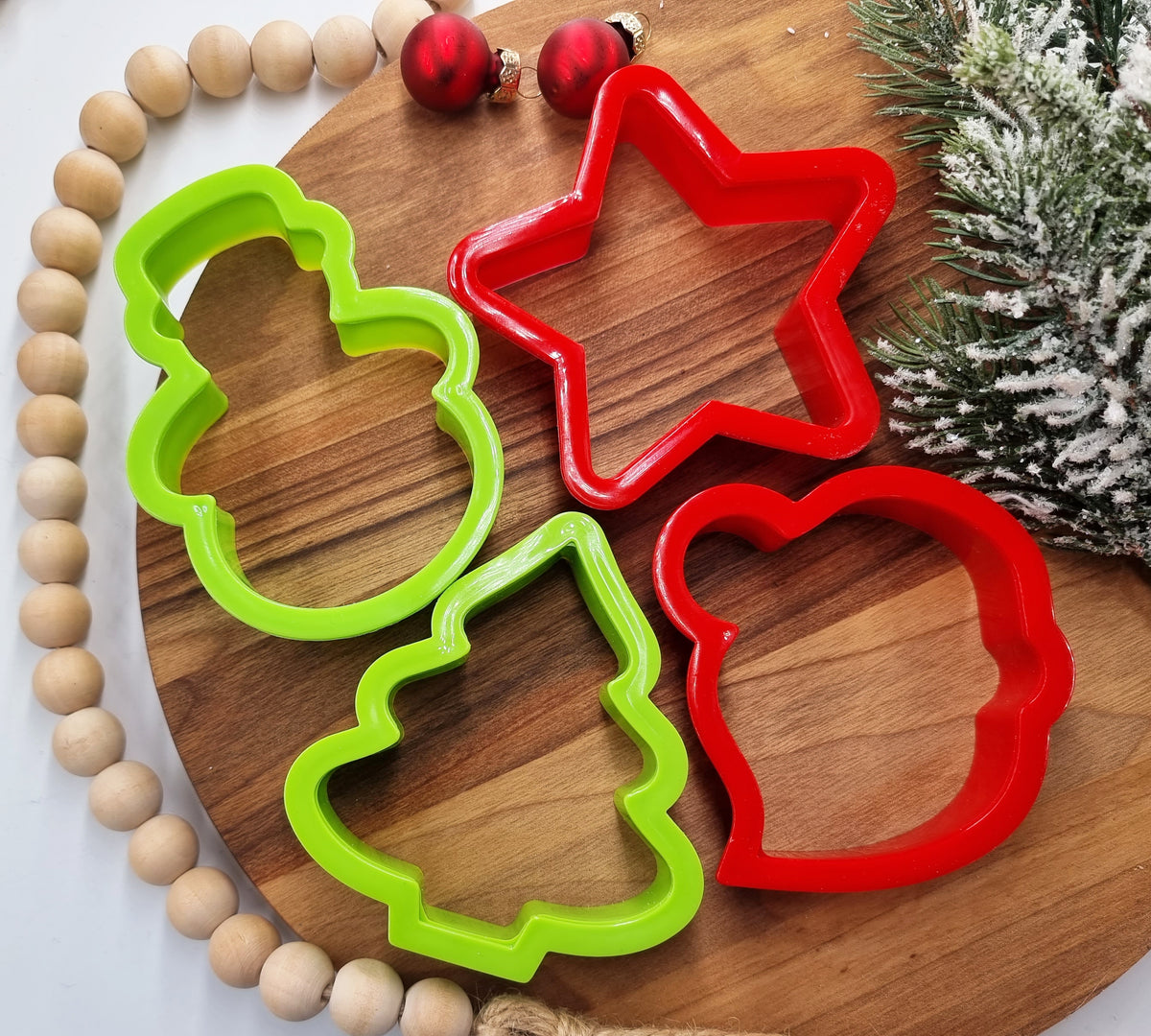 4pcs Christmas Embosser plus Cookie Cutter set|Designer Fondant Emboss