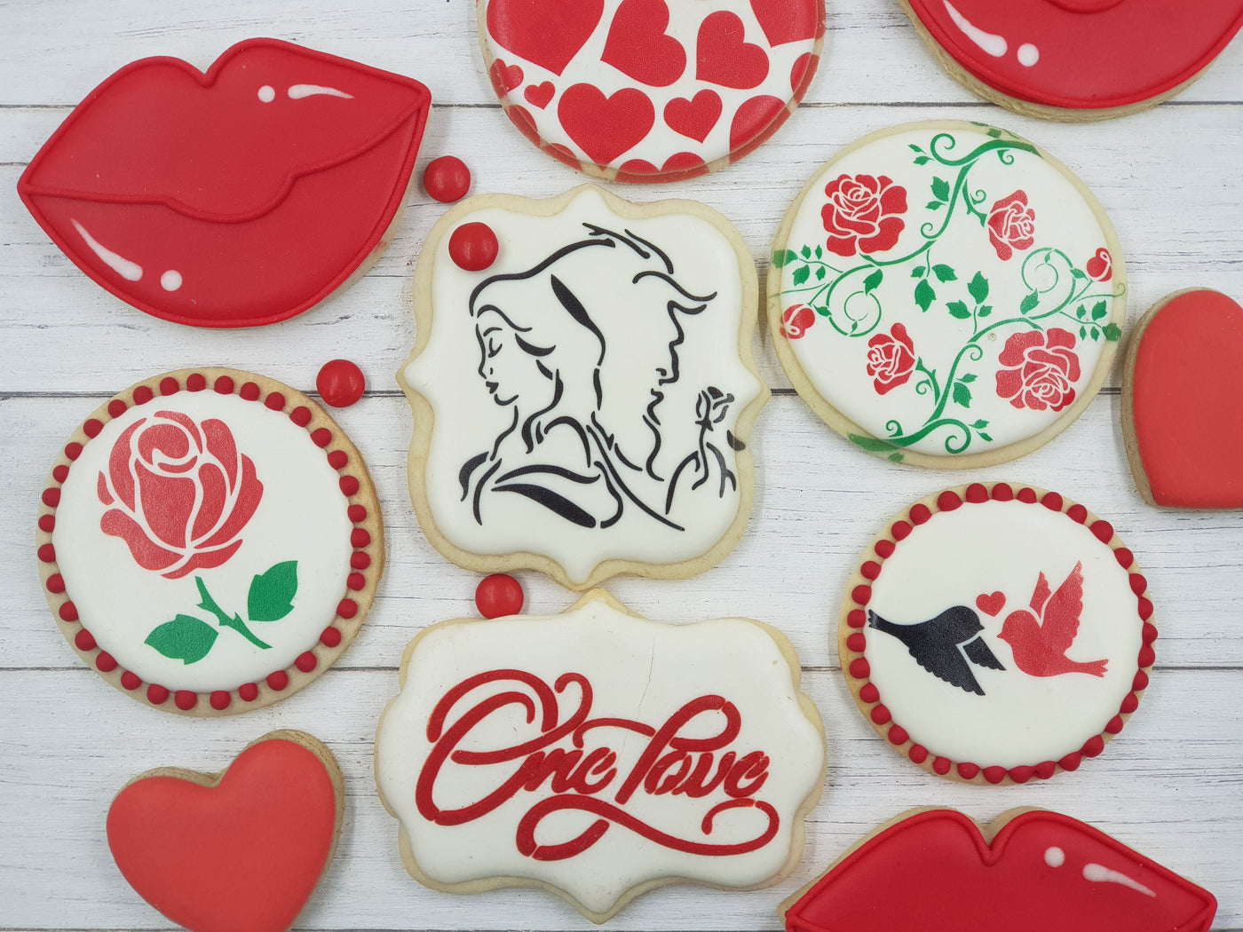 2 Piece Stencil set, Rose Cookie Stencil Airbrushing and Royal Icing