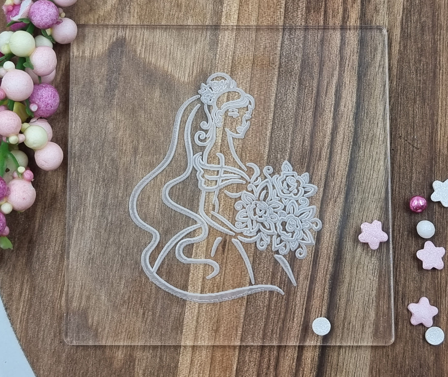 Bride Flowers Embosser Stamp|Designer Fondant Embosser Stamp