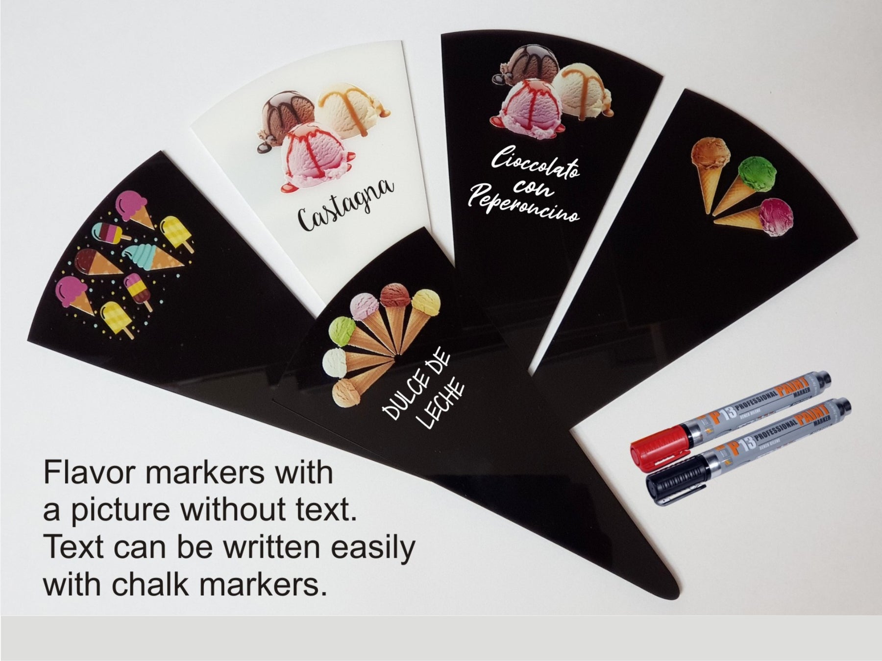 3 pcs Gelato Flavor Marker, Ice Cream Flavor Signs Labels